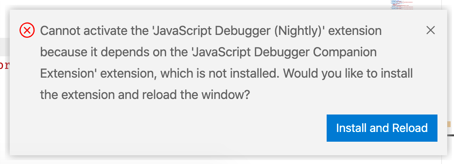 Cannot activate the 'JavaScript Debugger (Nightly)' extension · Issue ...