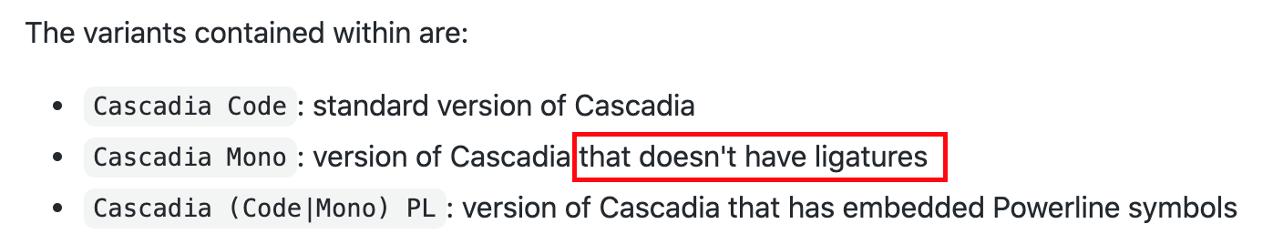 Some Cascadia Code (specifically) Ligatures not working inside the editor · Issue #107539 ...