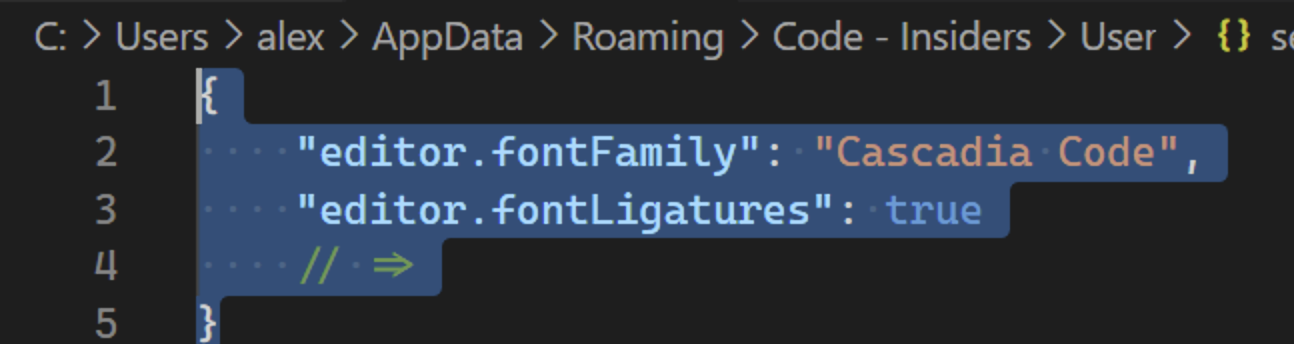 Some Cascadia Code (specifically) Ligatures not working inside the editor · Issue #107539 ...