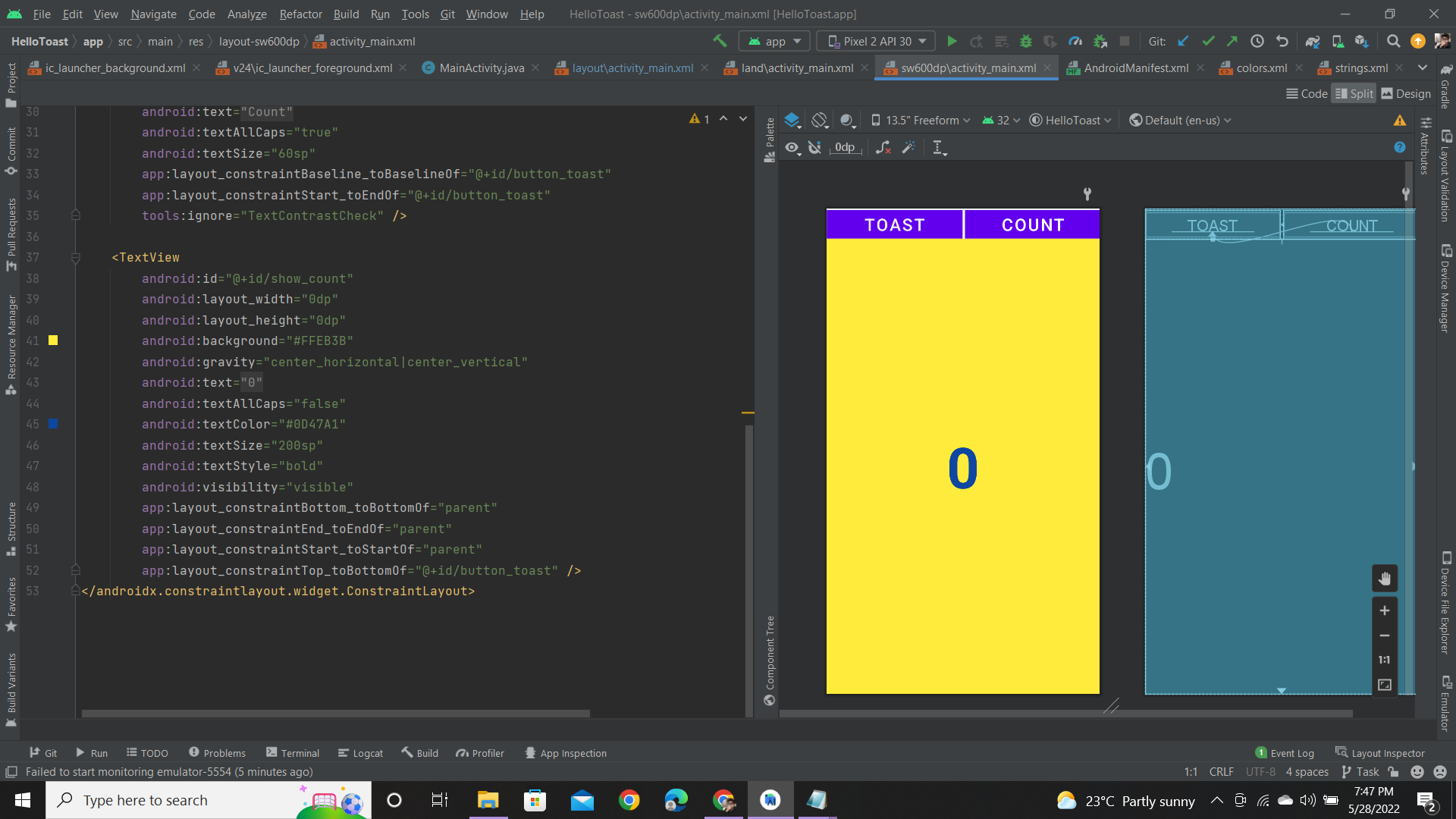 GitHub - AdityaPoddar/Android-HelloToast-LayoutEditor