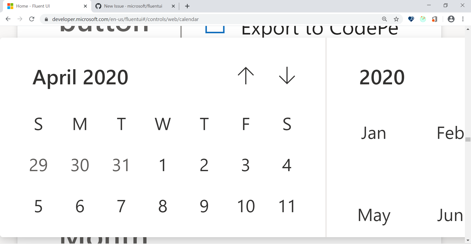 Calendar control : At 400% zooming Calendar Control after open is not visible. · Issue #12863 ...