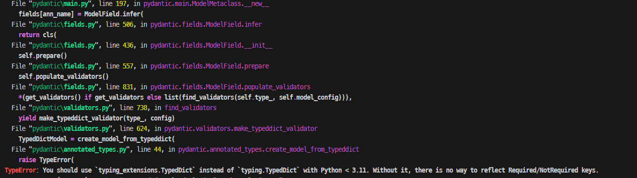 [bug] Typeerror You Should Use `typing Extensions Typeddict` Instead Of `typing Typeddict` With