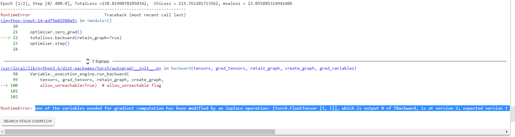 Runtime error while calculating gradients , Version 1.5.0 specific · Issue #37573 · pytorch ...