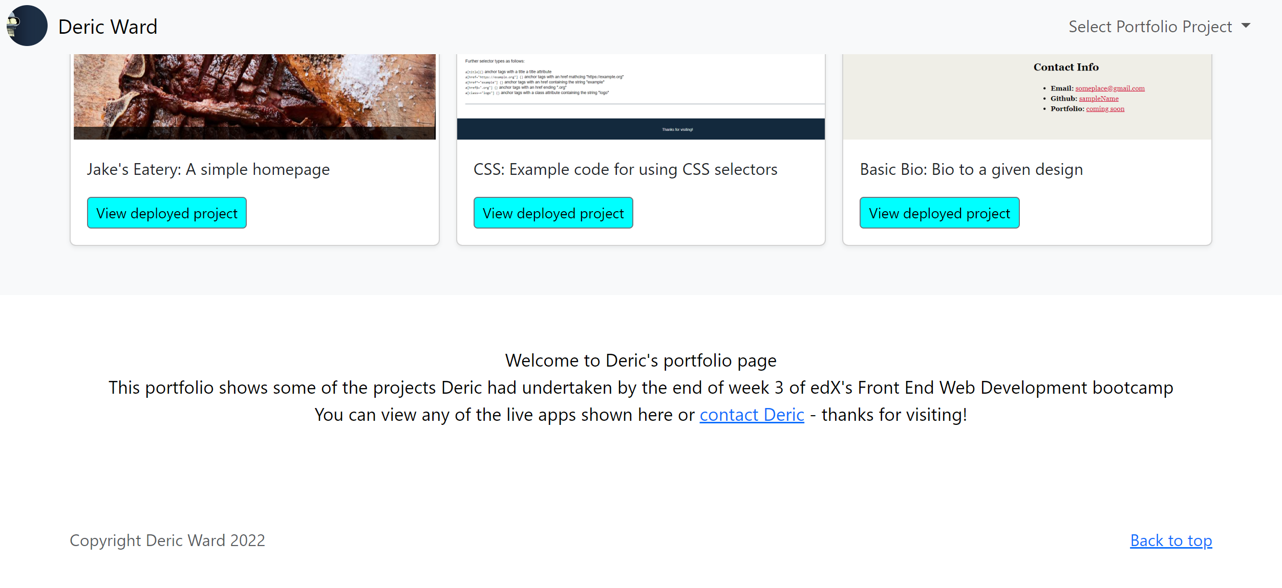 GitHub - DericWard/module-3-challenge-Portfolio: Assignment 3: Recreating the earlier portfolio ...