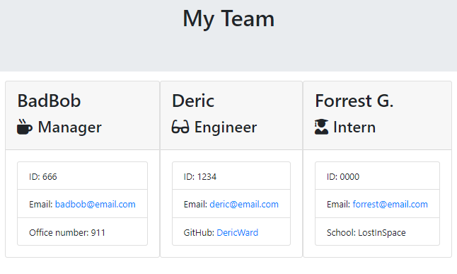 Github Dericwardmodule 12 Challenge Team Profile Generator Use Nodejs To Run This App And 