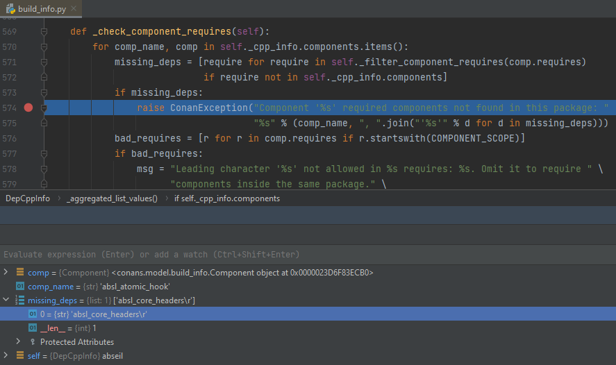 [package] abseil/20230125.0: Package step fails on windows - Required component names contain ...