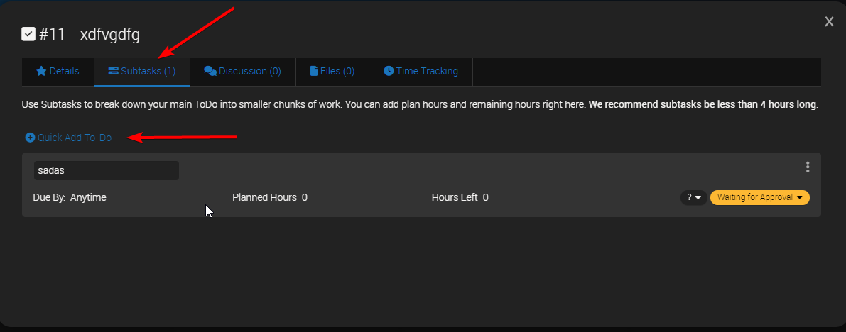 [BUG] Can't edit Subtask details inside a To-Do · Issue #1376 · Leantime/leantime · GitHub