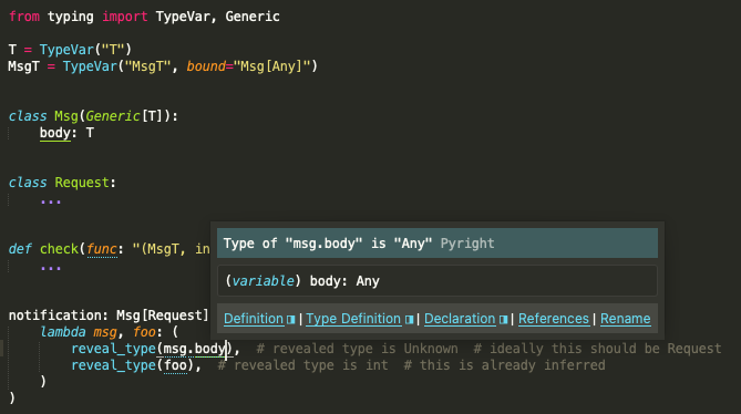 Bi-directional type inference in lambda function parameters · Issue #2916 · microsoft/pyright ...