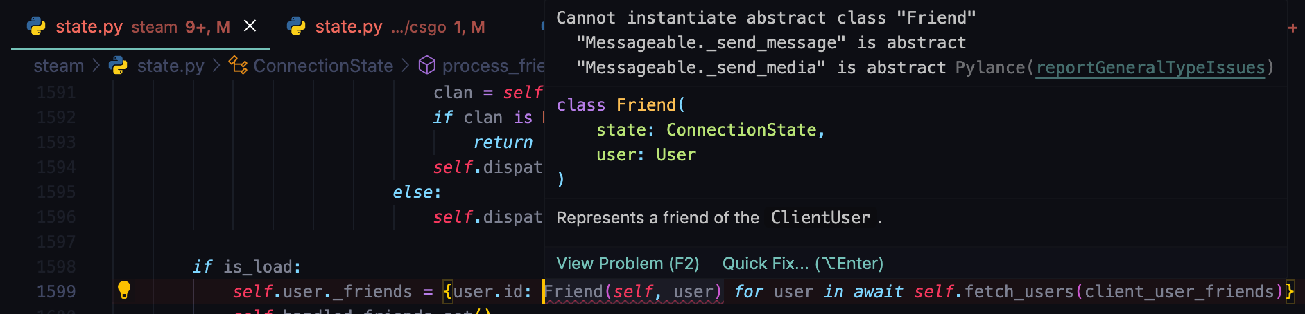 Conditional bases not inherited properly · Issue #5554 · microsoft/pyright · GitHub