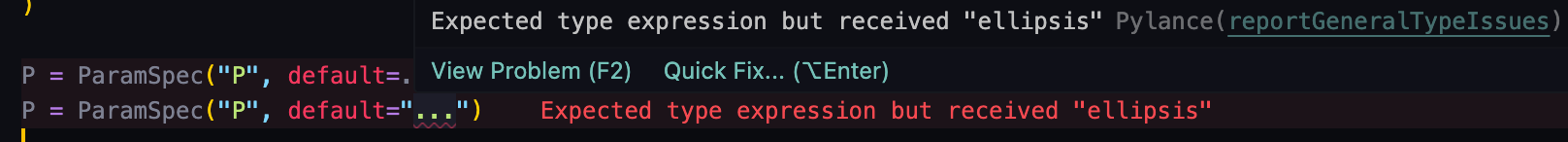 Paramspec Defaults Dont Work With Literal · Issue 5904 · Microsoftpyright · Github 1873