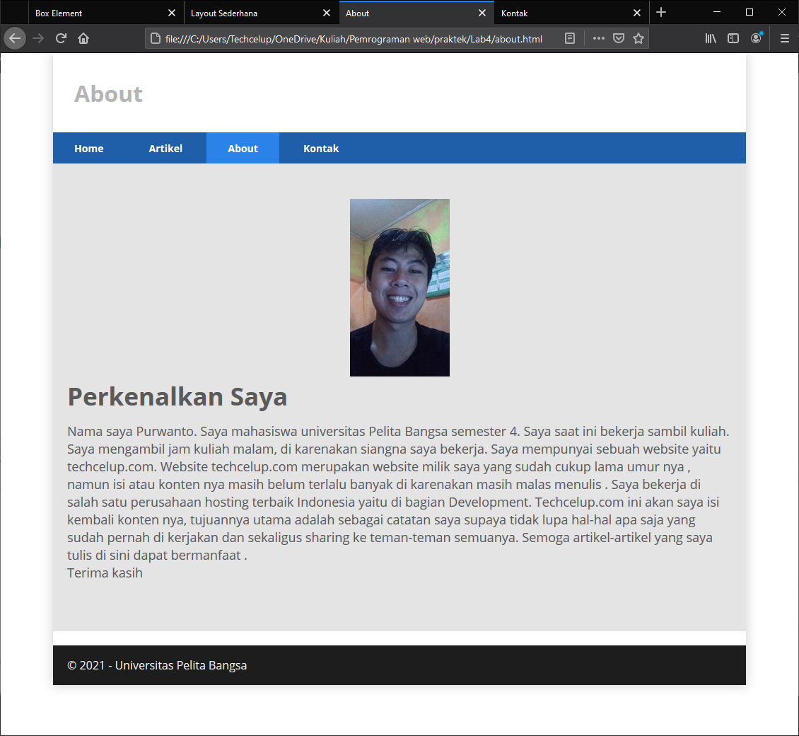 GitHub - purwanto94/Lab4Web: Praktikum 4 membuat layout website sederhana