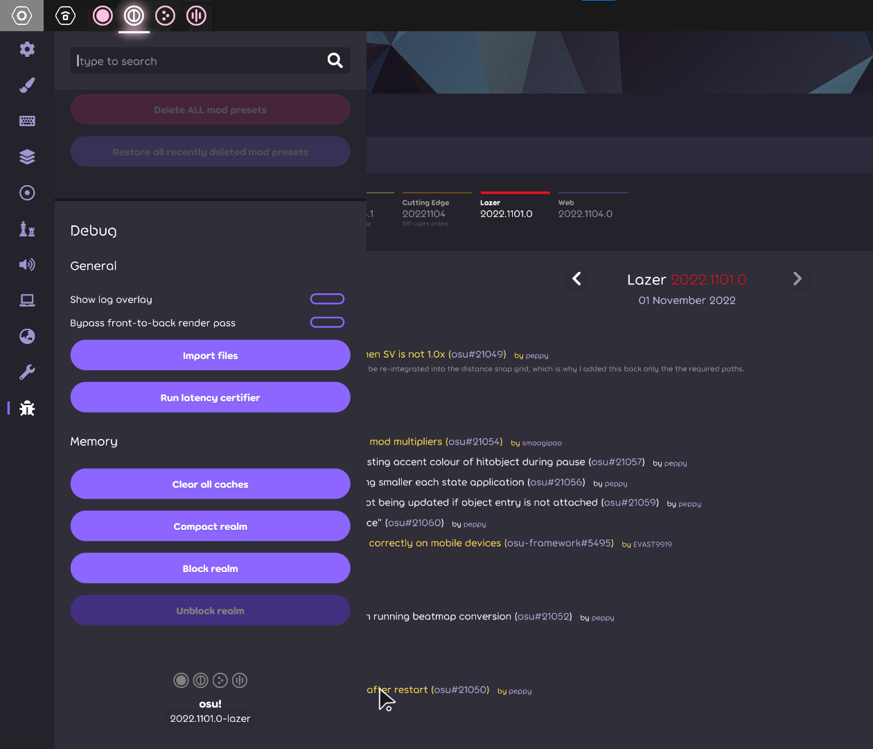 Patch notes showing up below settings panel · Issue #21162 · ppy/osu ...