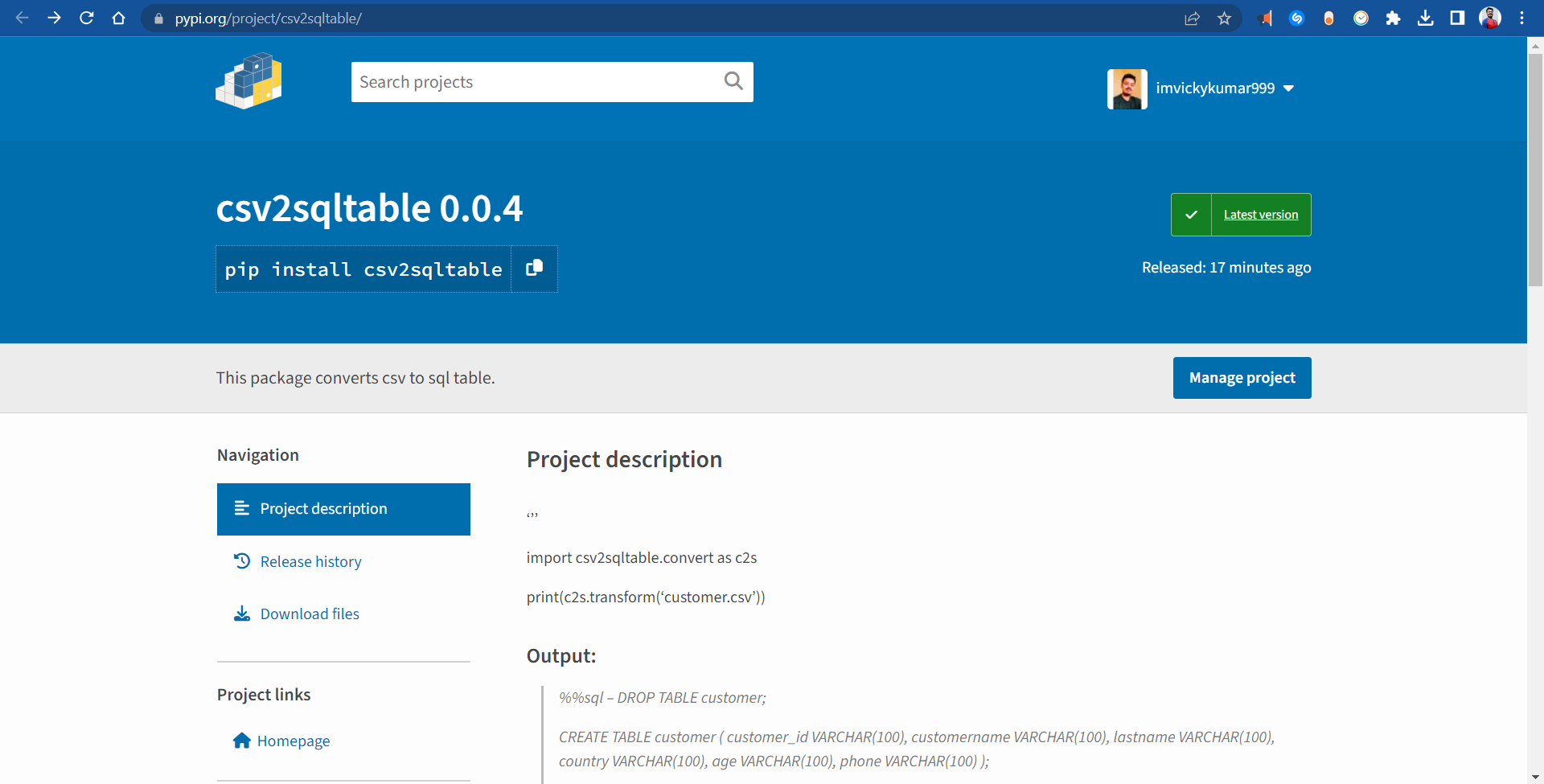GitHub - imvickykumar999/csv2sqltable: https://pypi.org/project/csv2sqltable/