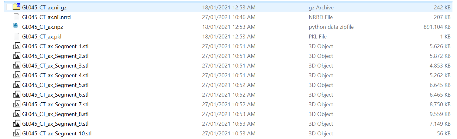 How to convert one segmentation file 'nii.gz' to multiple individual '.stl' slice files using ...