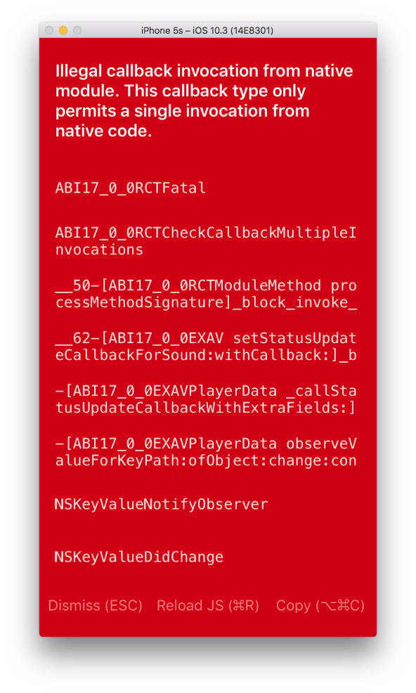 Audio: illigal callback invocation from native module · Issue #277 · expo/expo · GitHub