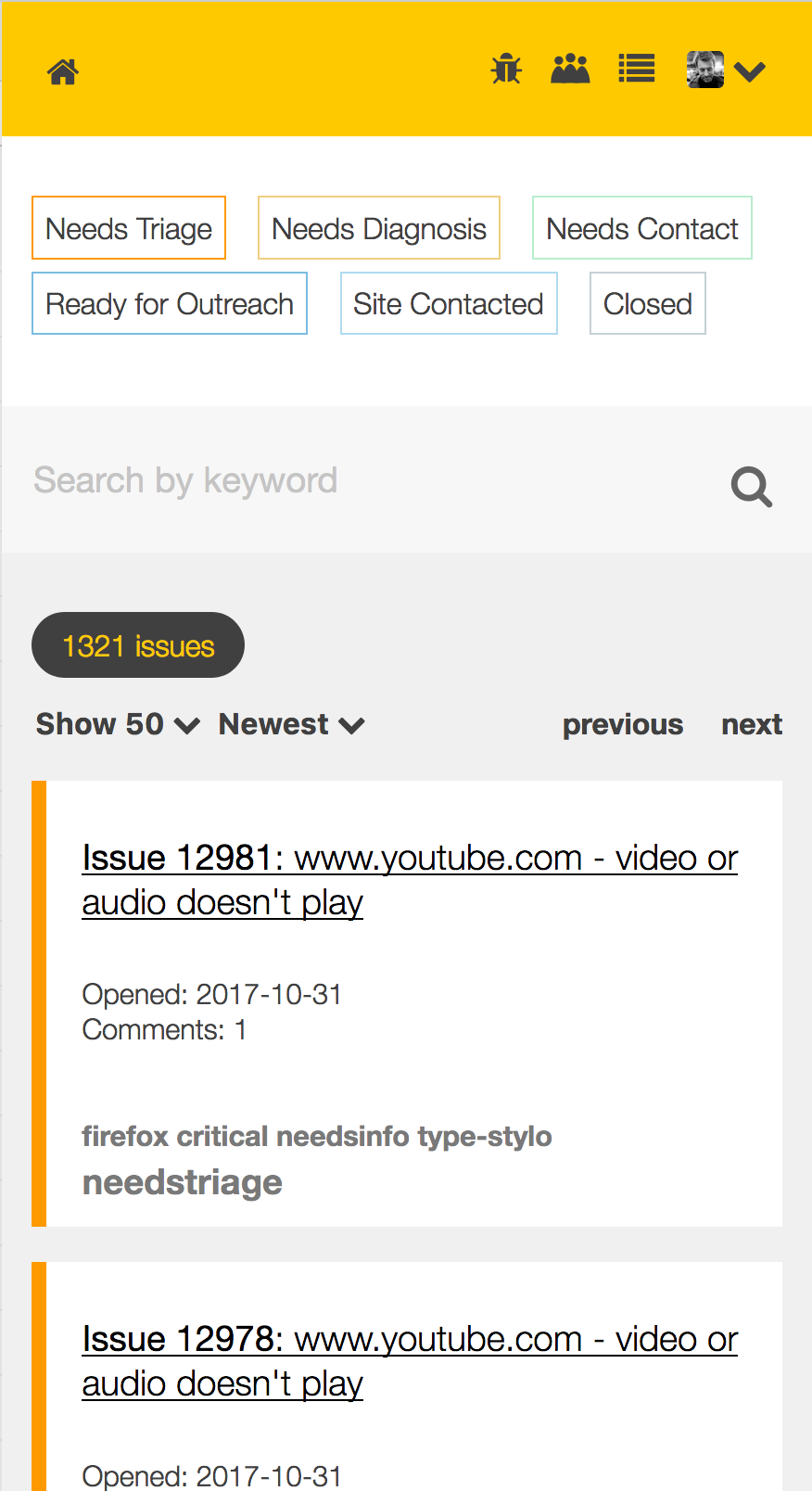 Issue categories count · Issue #291 · webcompat/webcompat.com · GitHub