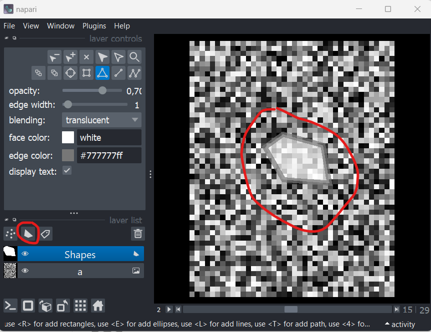 Shapes layer to_label() fails if shapes are drawn after changing visible axes order · Issue ...