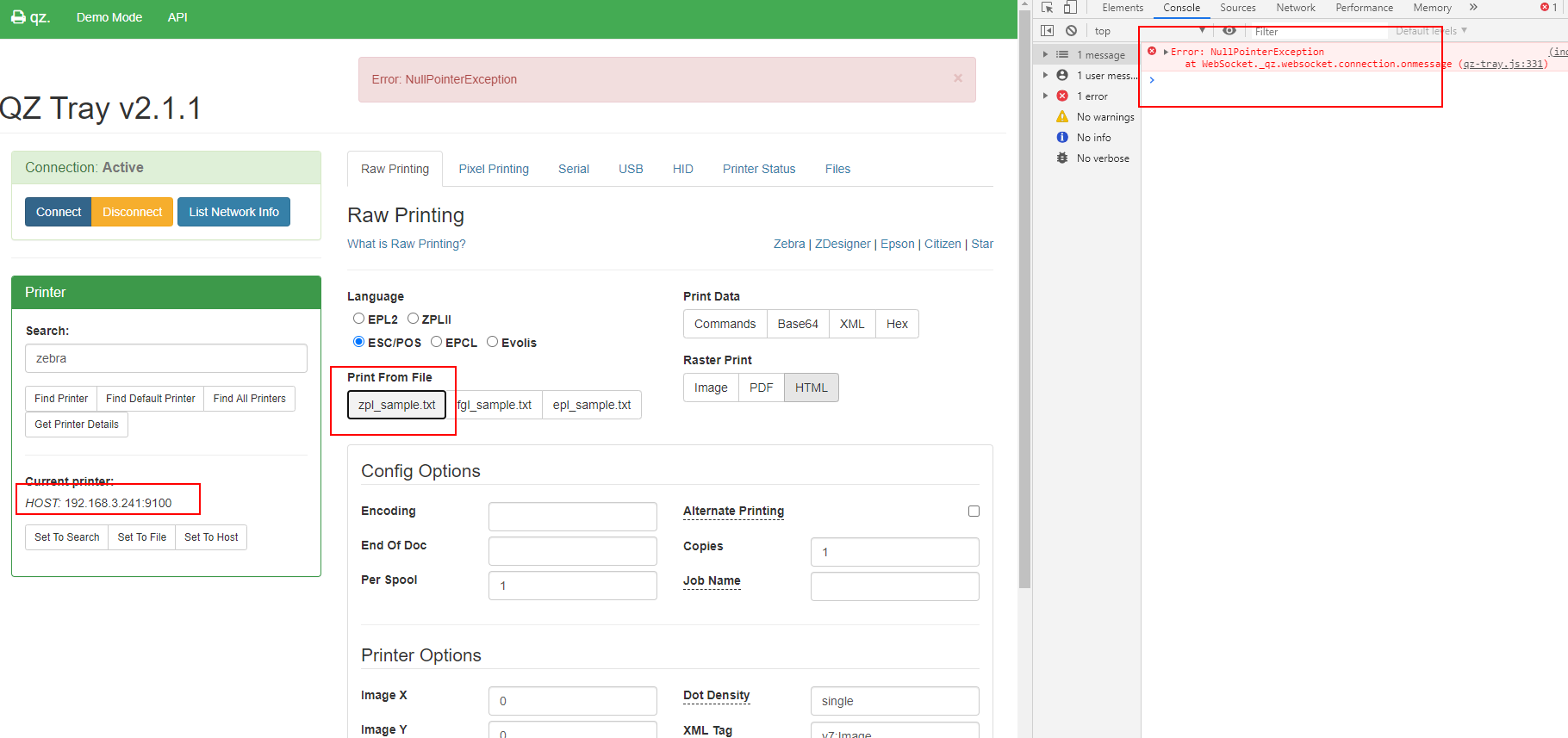 2.1.1 Raw Printing Html NullPointerException · Issue #672 · qzind/tray · GitHub