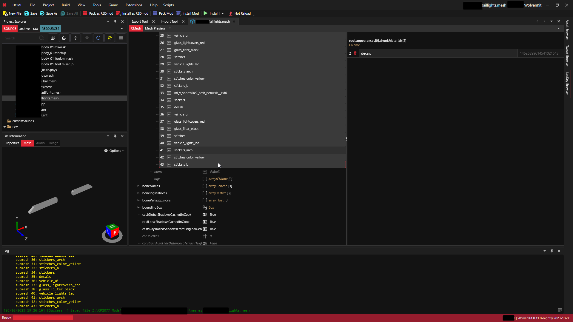 Wkit becomes unresponsive when deleting arrayitems in a .mesh file · Issue #1386 · WolvenKit ...