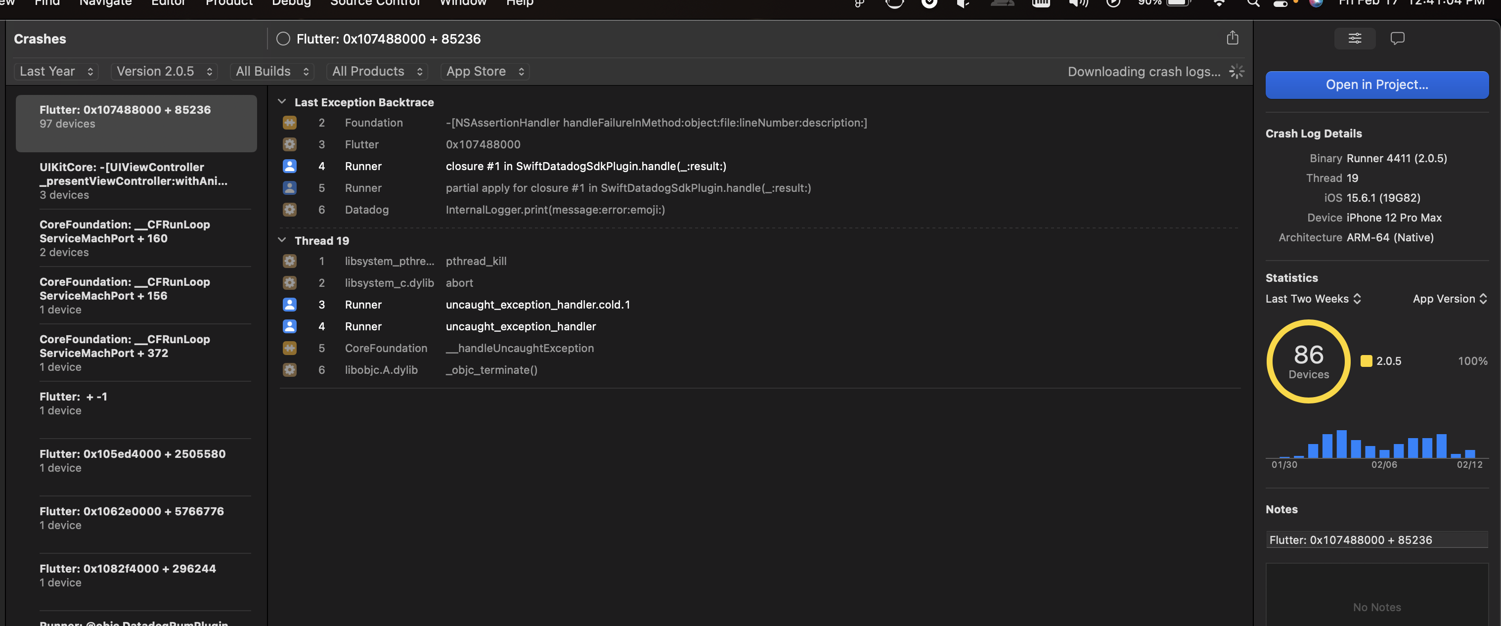 iOS Crash DataDog Version 1.2.1 · Issue #341 · DataDog/dd-sdk-flutter · GitHub