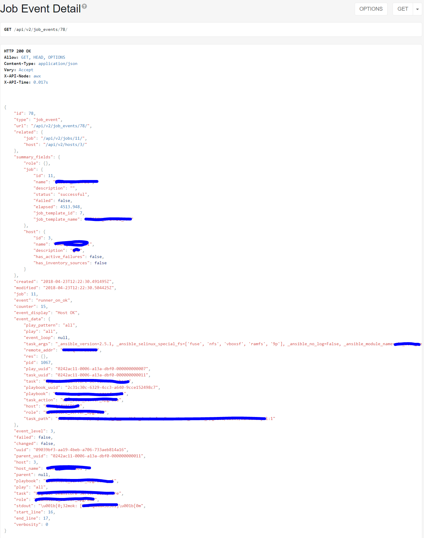 Returned JSON is empty when standard output is large · Issue #1789 · ansible/awx · GitHub