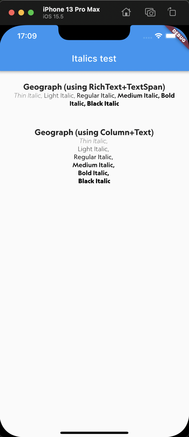 [fonts][ios] Some italic styles not rendering for TTF files under iOS · Issue #106646 · flutter ...