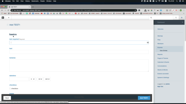 When adding express entry data without filling out required items, some attribute input data ...