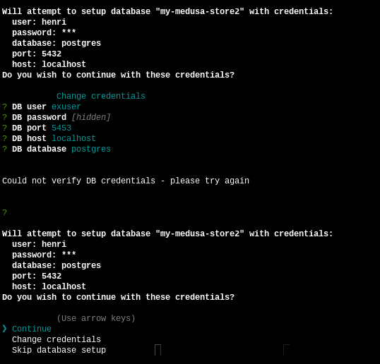 cannot configure db during backend creation · Issue #4272 · medusajs ... cannot configure db during backend creation · Issue #4272 · medusajs ...