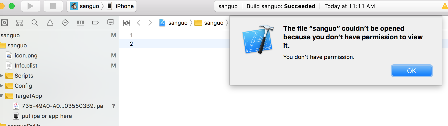The file “sanguo” couldn’t be opened because you don’t have permission to view it. · Issue #121 ...