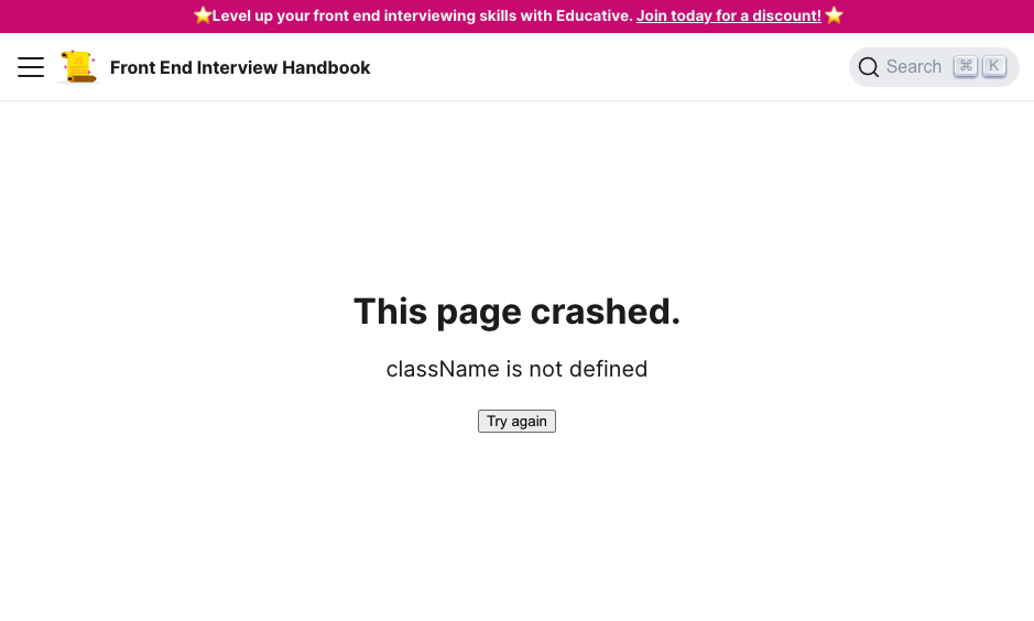 `Classname is not defined` error in all pages · Issue #339 · yangshun/front-end-interview ...