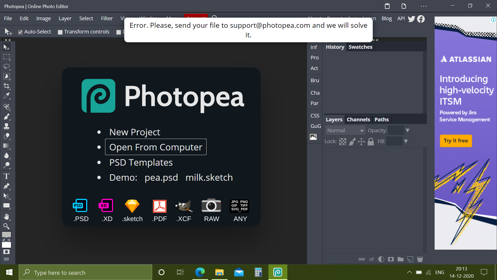 Cant upload file from computer · Issue #2694 · photopea/photopea · GitHub