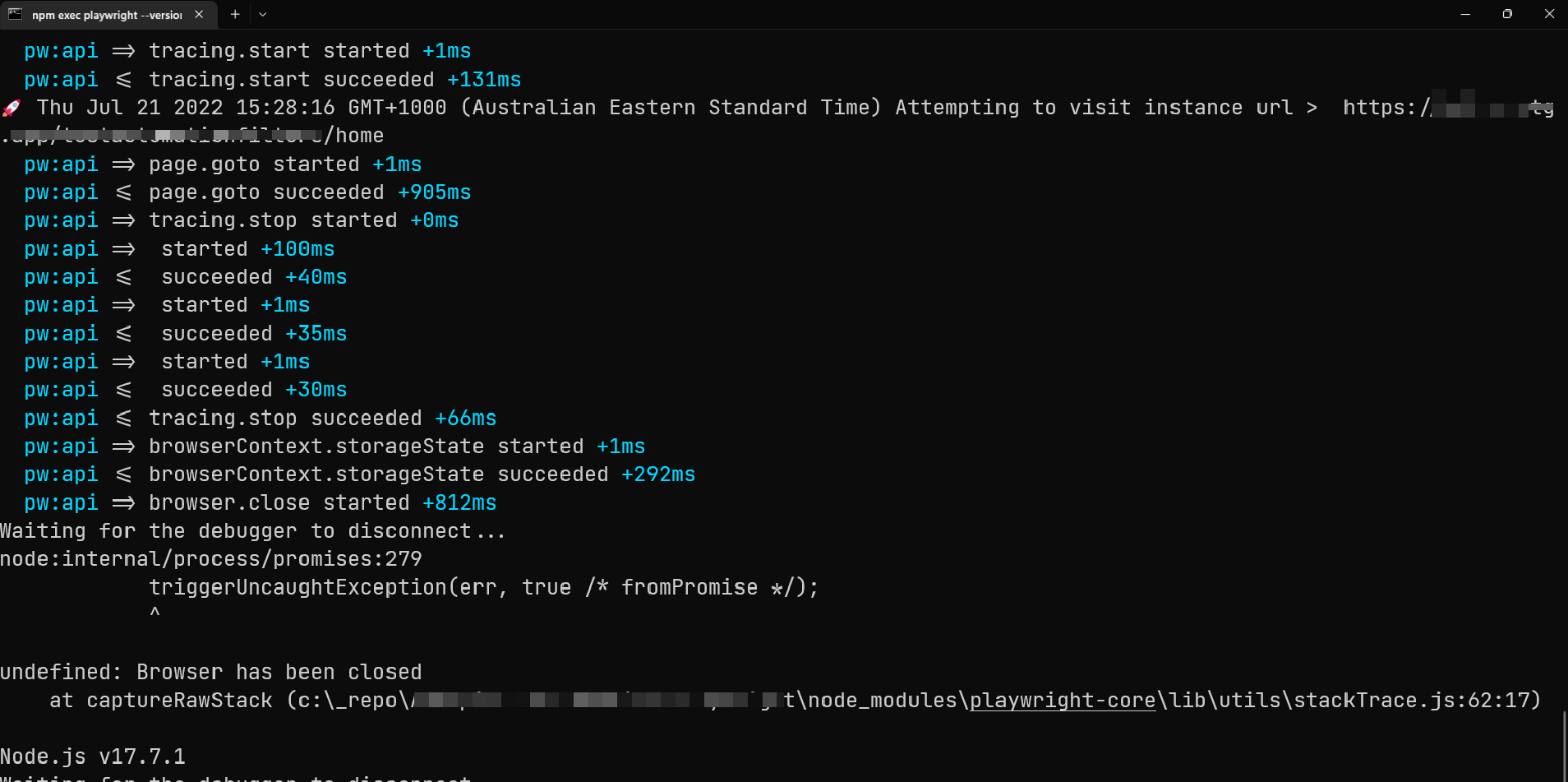 Bug Exception Thrown Undefined Browser Has Been Closed When Attempting To Close The
