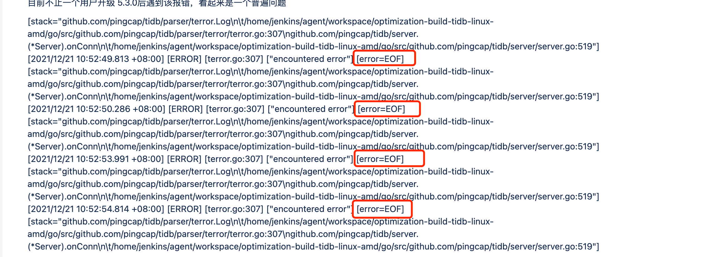 at login tidb `handshake`，should not print error log when closed normal(EOF) · Issue #31042 ...