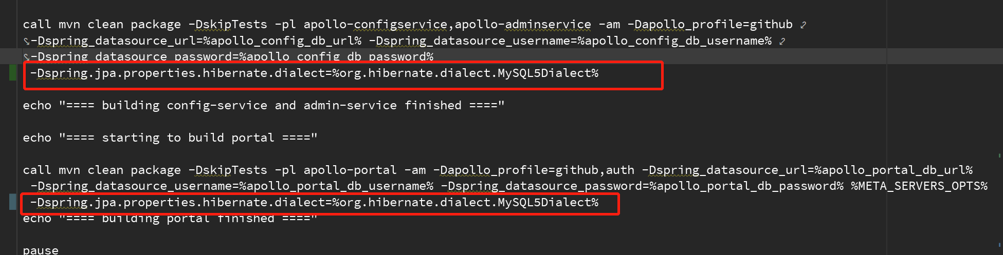 修改了打包脚本build Bat 运行提示的数据库是未知地址 · Issue 3940 · Apolloconfig Apollo · Github