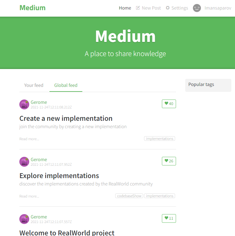 GitHub - MalikImansaparov/Medium-clone