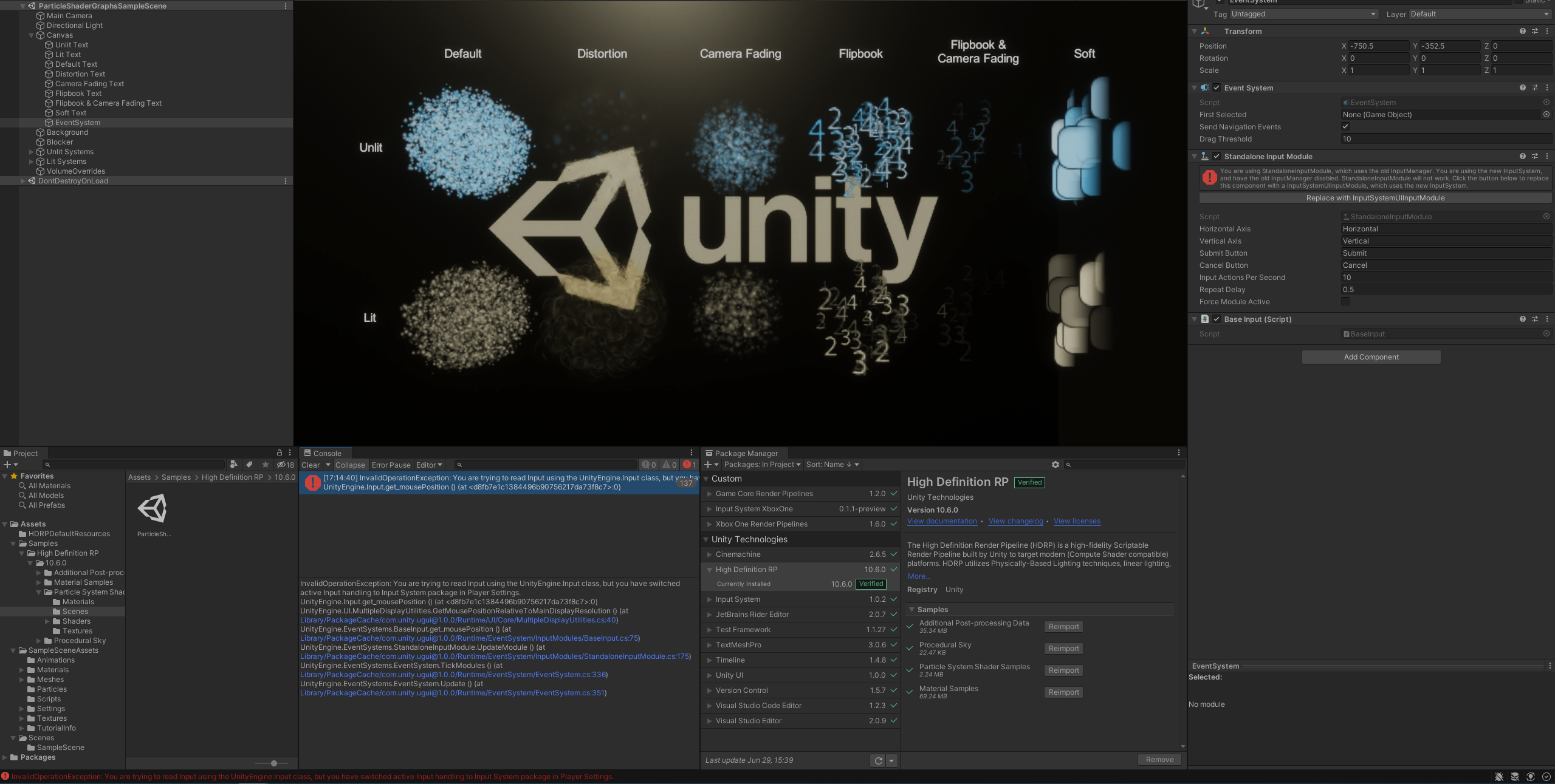 [HDRP][Samples] Remove EventSystem from ParticleShaderGraphsSampleScene.unity by TomasKiniulis ...