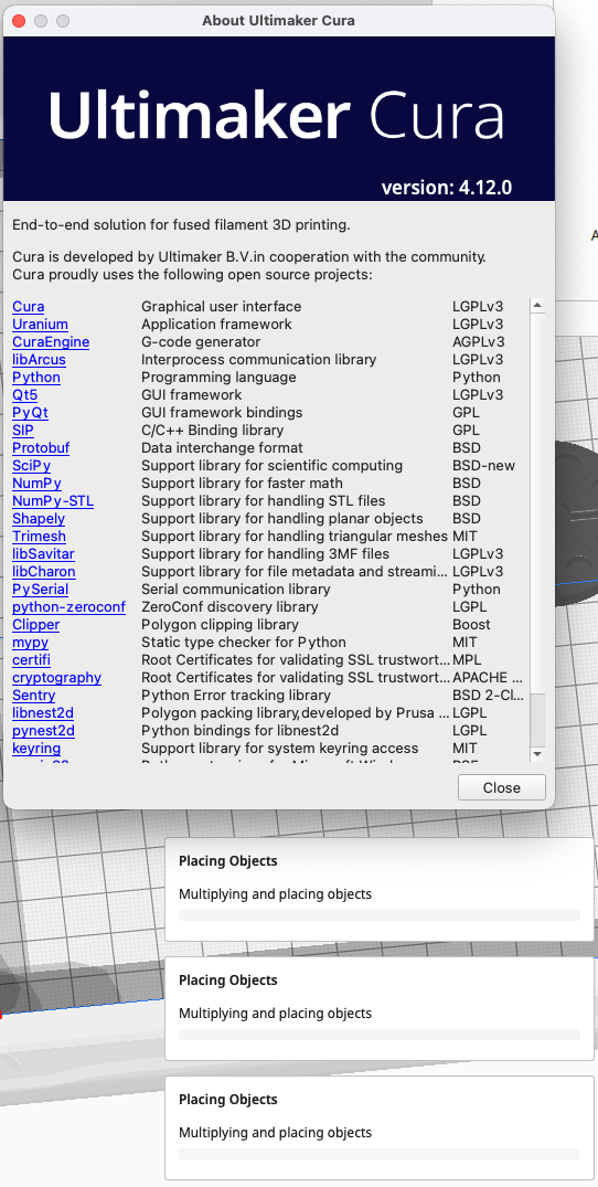 The multiply feature does not work. Hangs in the "Placing Objects ...