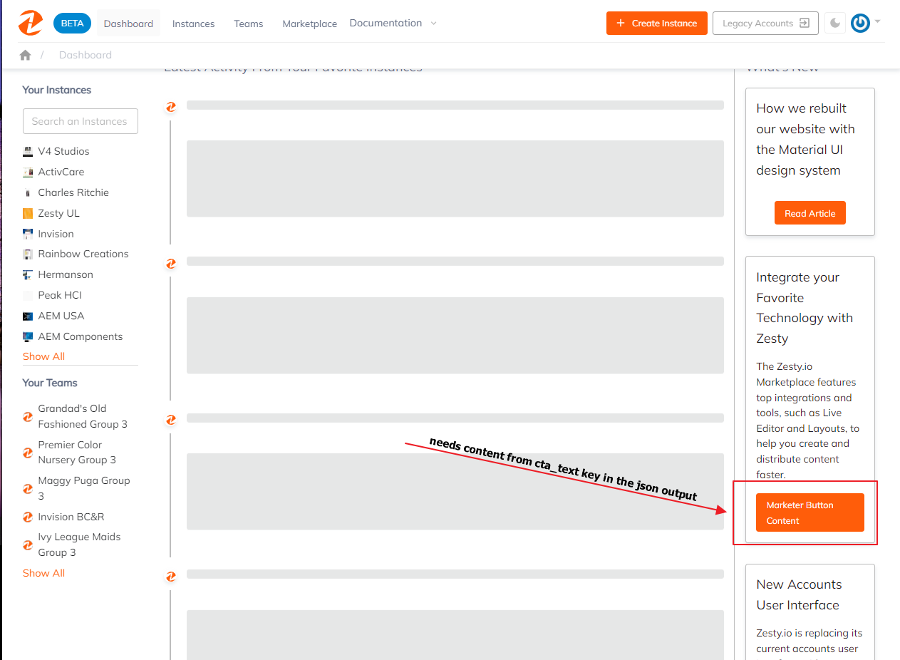 marketing card button on accounts overview page needs content from the cta_text key in the json ...