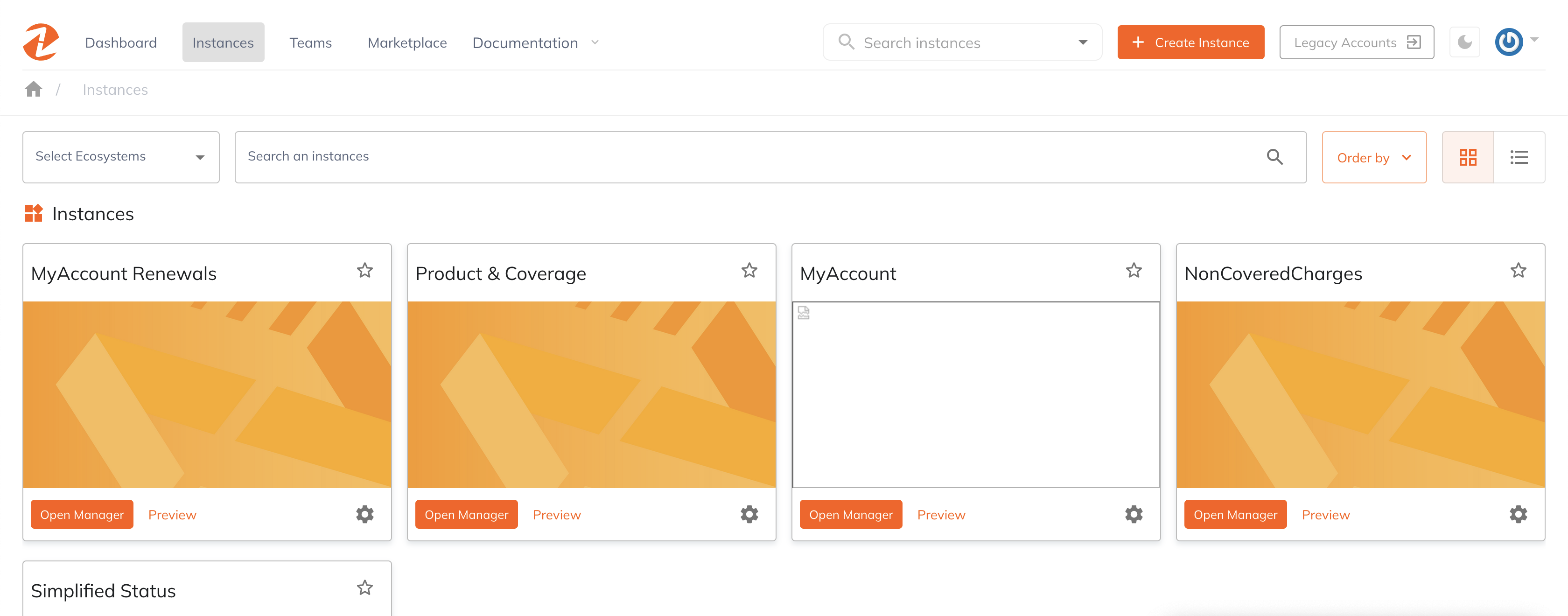 default order of instances when logged into accounts on the instances page is alphabetical ...