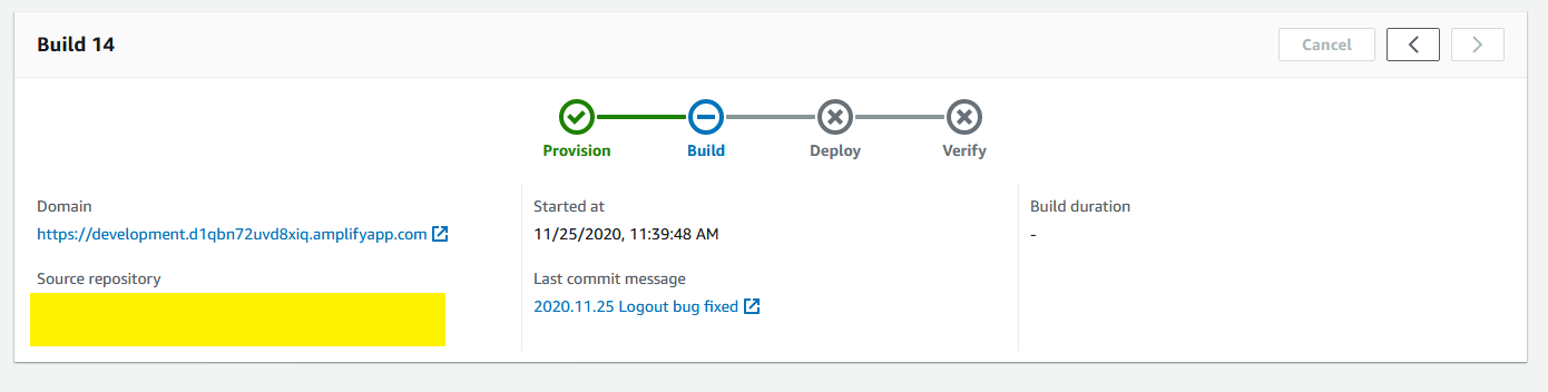 Stuck after building · Issue #1277 · aws-amplify/amplify-hosting · GitHub