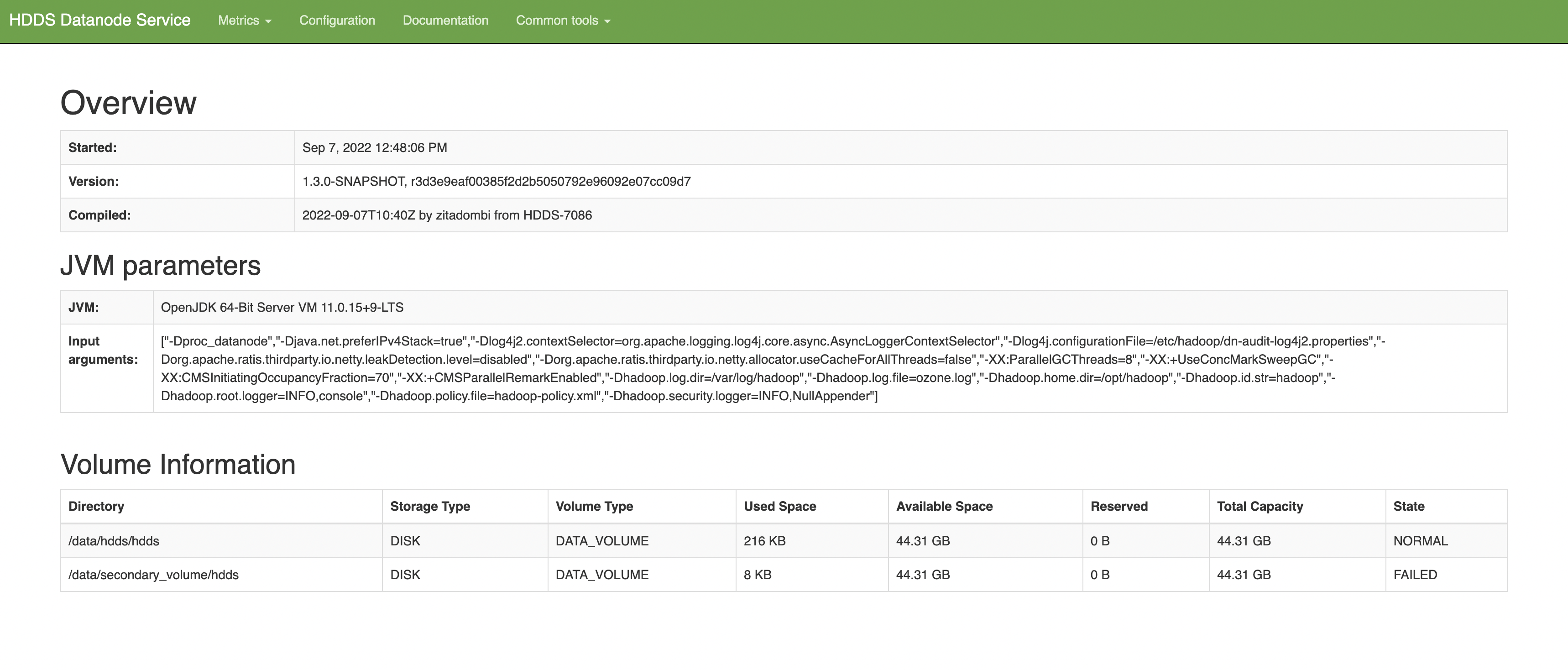 HDDS-7086. DataNode UI to show failed volumes too by dombizita · Pull Request #3740 · apache ...