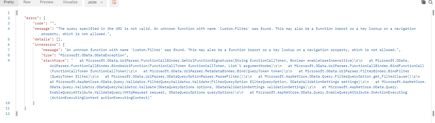 Question Is It Possible To Create My Own Custom Filter Function · Issue 1000 · Odata