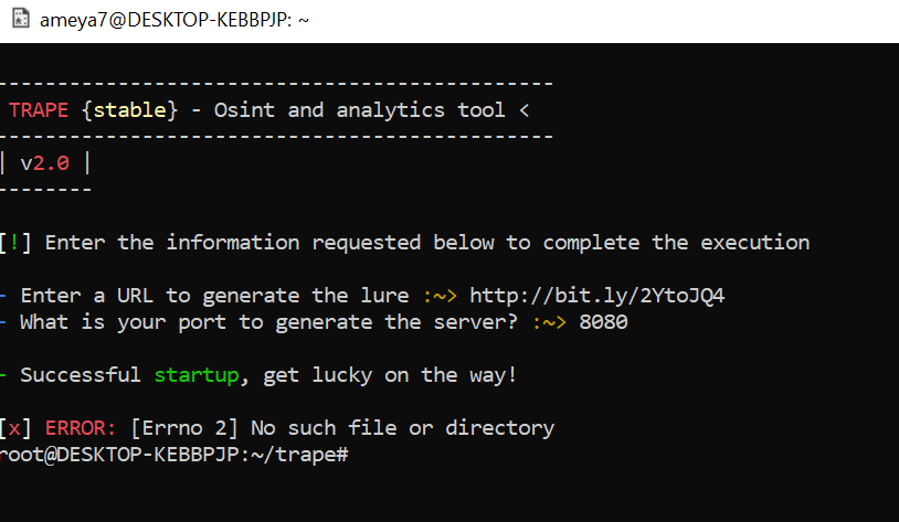 Trape waiting for users to fall and Control panel No update · Issue #133 · jofpin/trape · GitHub