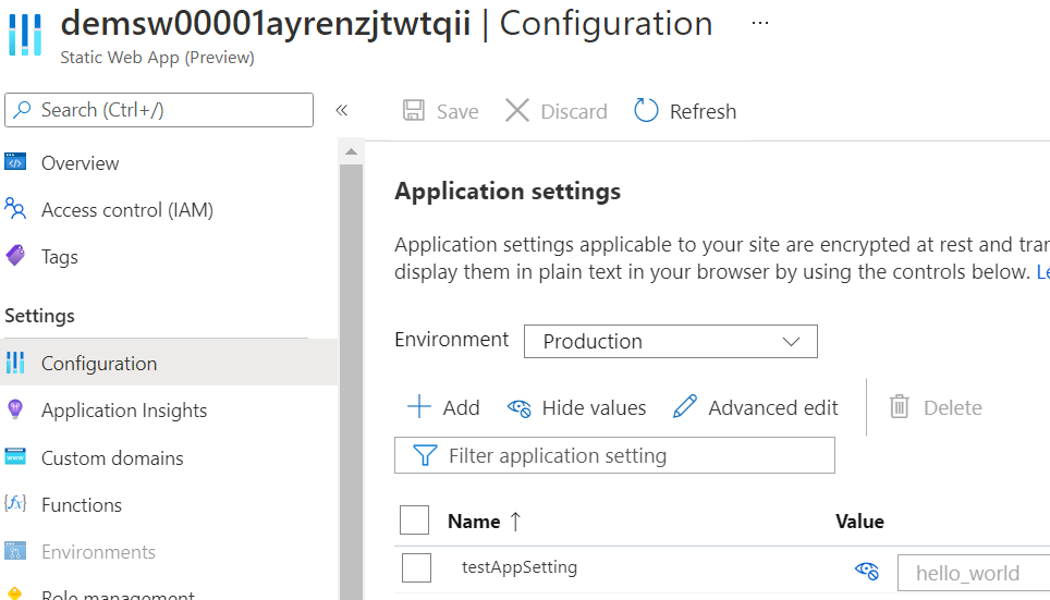 ARM deployment with Configuration initially fails when no Static Web ...