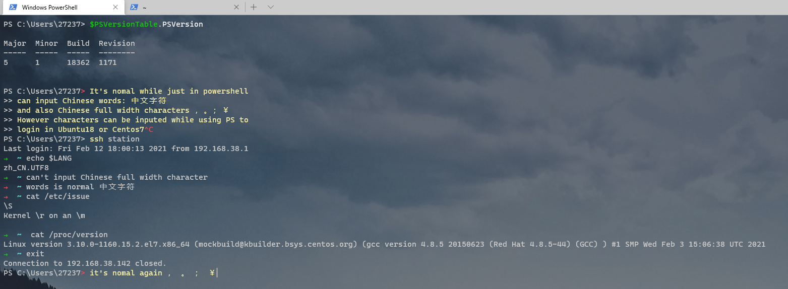 The terminal can't input full width Chinese characters(in win10 ...