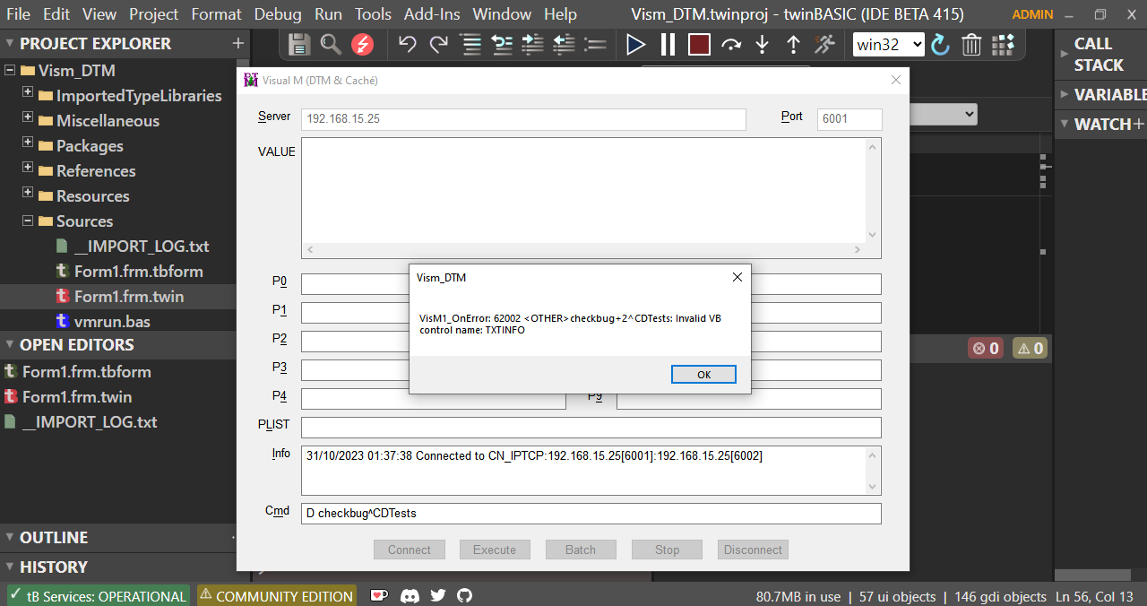Callbacks From Intersystems Cachéiris Activex To The Visual Basic User 