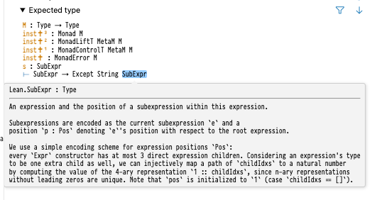Infoview docstrings should render in markdown. · Issue #196 · leanprover/vscode-lean4 · GitHub