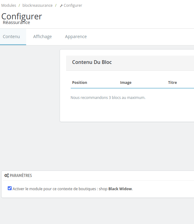 Bad display when multishop enable Blockreassurance · Issue #26025 · PrestaShop/PrestaShop · GitHub