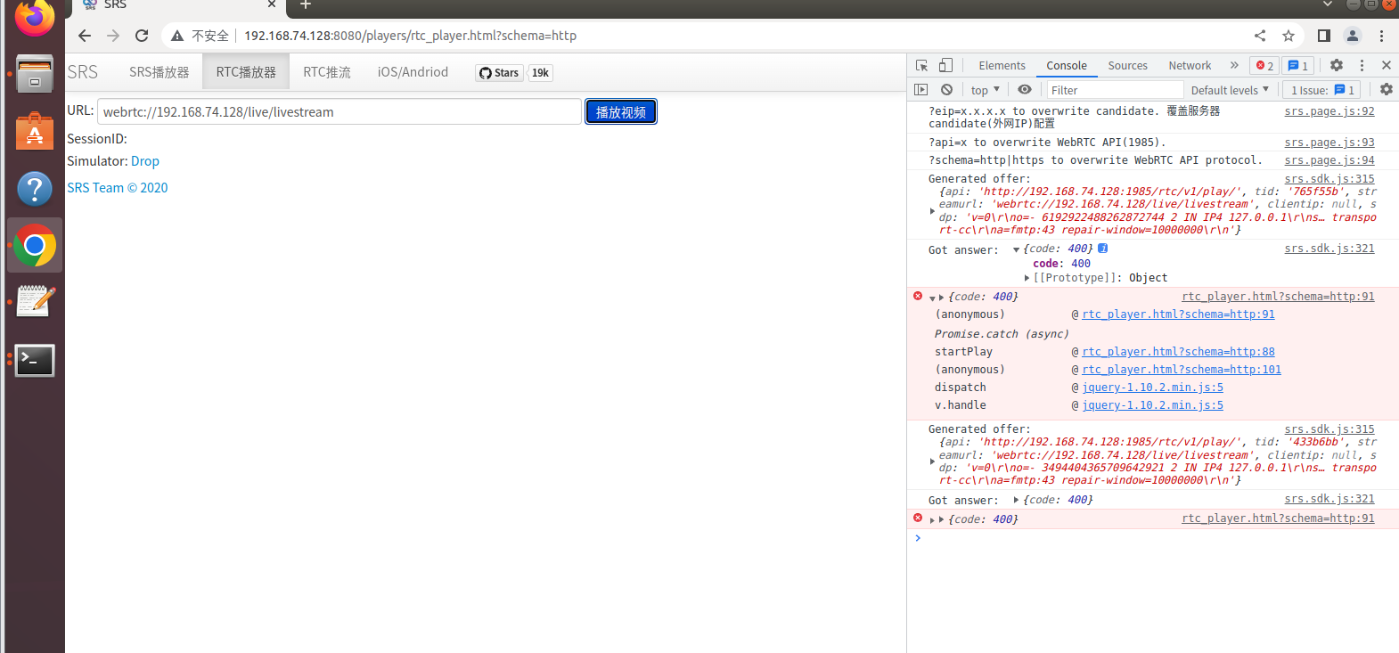 rtc play code 400 · Issue #3112 · ossrs/srs · GitHub