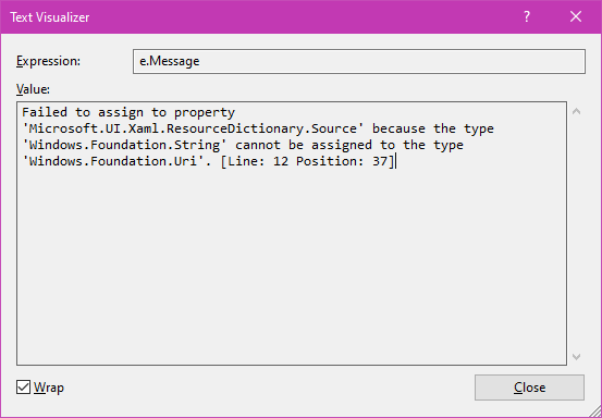 Windows.Foundation.String cannot be assigned to the type Windows ...